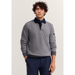 Polokragenpullover Bugatti "Modern Fit", Herren, Gr. 4XL, 390, marine, Sweatware, 70% Baumwolle, 25% Polyester, 5% Elasthan, unifarben, normal, Pullover, mit Druckkn&ouml;pfen