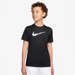 T-Shirt Nike "B NK DF TRPHY23 SS TOP HBR", M&auml;dchen, Gr. L, schwarz, schwarz,, Jersey, Obermaterial: 100% Polyester, normal, Rundhals, Shirts T-Shirt, f&uuml;r Kinder, Kurzarm, f&uuml;r Fitness, sportlicher Stil, Rundhals