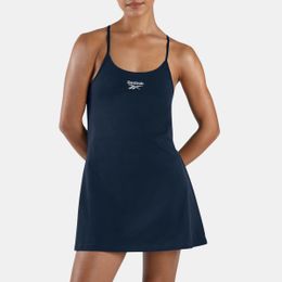 Sommerkleid Reebok "ID STRAPPY DRESS", Gr. L, N-Gr, vector navy, Obermaterial: 95% Baumwolle, 5% Elasthan, Kleider Sommerkleid, f&uuml;r Sommermode, Sportmode und Streetware, aus Baumwolle und Elasthan