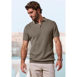 Poloshirt John Devin "- Strick Poloshirt, Regular fit", Damen, Gr. S, taupe, Strick, Obermaterial: 100% Baumwolle, regular fit normal, Rundhals, Rippstrickb&uuml;ndchen, Shirts, mit Polokragen und kleiner Knopfleiste