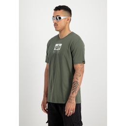 T-Shirt Alpha Industries "Satin Logo T-Shirt", Herren, Gr. L, gr&uuml;n (schwarz olive), Obermaterial: 100% Baumwolle, Shirts T-Shirt