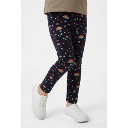 Strickleggings happy girls, M&auml;dchen, Gr. 104, N-Gr, blau (navy), Feinstrick, Obermaterial: 60% Polyester, 35% Baumwolle, 5% Elasthan, gemustert, slim fit normal, Hosen Strickleggings, im tollen Allovermotiv