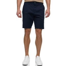 Chinoshorts INDICODE "INSpring Pleat Shorts", Herren, Gr. L, N-Gr, sky captain, Web, Obermaterial: 98% Baumwolle, 2% Elasthan, unifarben, regular fit knielang, Hosen Chinoshorts