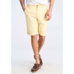 Chinoshorts LINDBERGH "Chino-Shorts Relaxed Fit", Herren, Gr. L, soft gelb, Obermaterial: 98% Baumwolle, 2% Elasthan, unifarben, relaxed fit, Hosen Chinoshorts