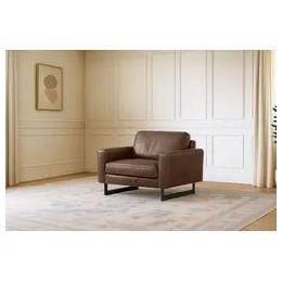 Loveseat Home Affaire "Pinto 105 cm, Cord, Chenille, Lederoptik", braun, B:105cm H:85cm T:97cm, Kunstleder (65% Polyester, 35% Lederfasern);Cord (92% Polyester, 8% Polyamide), Sessel, mit Keder, Metallf&uuml;&szlig;en und auch in Cord Bezug erh&auml;ltlich