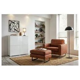 Loveseat Home Affaire "Pinto 105 cm, Cord, Chenille, Lederoptik", braun (cognac), B:105cm H:85cm T:97cm, Kunstleder (65% Polyester, 35% Lederfasern);Cord (92% Polyester, 8% Polyamide), Sessel, mit Keder, Metallf&uuml;&szlig;en und auch in Cord Bezug erh&auml;ltlich
