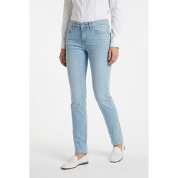 Bootcut-Jeans Replay "NEW LUZ", Damen, Gr. 27, L&auml;nge 30, light blau m3df, Denim/Jeans, Obermaterial: 98% Baumwolle, 2% Elasthan, bootcut fit lang, Jeans, mit gesticktem R an der Ges&auml;&szlig;tasche