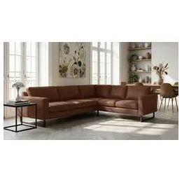Ecksofa Home Affaire "Pinto, XXL, 250/290 cm, langer Schenkel, Ottomane", braun, B:290cm H:85cm T:250cm, Luxus-Microfaser in Lederoptik(100% Polyester);Cord (92% Polyester, 8% Polyamide), Sofas, Ecksofa, Cord, Chenille, Lederoptik, mit Keder, Metallf&uuml;&szlig;e, Wellenunterfederung, Topseller