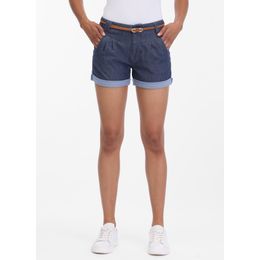 Shorts Ragwear "HEEVEN", Damen, Gr. 28, N-Gr, navy, Web, Obermaterial: 98% Baumwolle, 2% Elasthan, unifarben mit Farbeinsatz, kurz, Hosen Shorts, leicht verwaschener Twill zum Umschlagen mit G&uuml;rtel