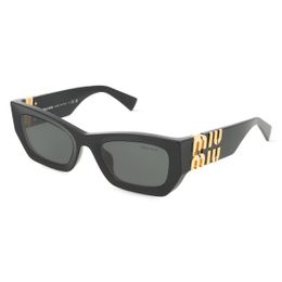 Miu Miu MU09WS | Damen-Sonnenbrille | Fassung: Vollrand, Eckig, Acetat, Schwarz | Glasfarbe: Grau