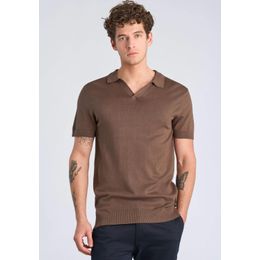 Poloshirt LINDBERGH "Poloshirt Slim Fit", Herren, Gr. L, dk beige, Obermaterial: 80% Viskose, 20% Nylon, unifarben, schmal, Shirts