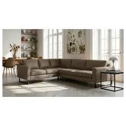 Ecksofa Home Affaire "Pinto, XXL, 250/290 cm, langer Schenkel, Ottomane", grau (taupe), B:290cm H:85cm T:250cm, Luxus-Microfaser in Lederoptik(100% Polyester);Cord (92% Polyester, 8% Polyamide), Sofas, Ecksofa, Cord, Chenille, Lederoptik, mit Keder, Metallf&uuml;&szlig;e, Wellenunterfederung