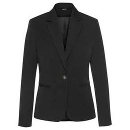 Kurzblazer Lascana, Damen, Gr. 38, schwarz, Web, Obermaterial: 75% Polyester, 20% Viskose, 5% Elasthan. Futter: 100% Polyester, unifarben, tailliert h&uuml;ftlang, Blazer Kurzblazer, in klassischer Form, taillierter Damenblazer, sportlich elegant, Topseller