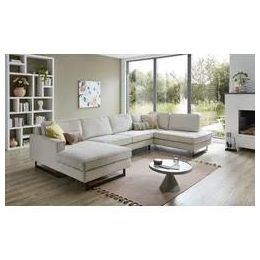Wohnlandschaft Home Affaire "Pinto, 350 cm, U-Form, XXL, mit Ottomanen", beige (cream), B:350cm H:85cm T:206cm, 92% Polyester, 8% Nylon, Sofas, Wohnlandschaft, Cord, Chenille, Lederoptik, mit Keder, Metallf&uuml;&szlig;e, Wellenunterfederung