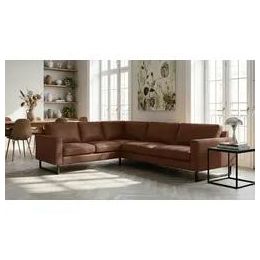 Ecksofa Home Affaire "Pinto, XXL, 250/290 cm, langer Schenkel, Ottomane", braun, B:290cm H:85cm T:250cm, Luxus-Microfaser in Lederoptik(100% Polyester);Cord (92% Polyester, 8% Polyamide), Sofas, Ecksofa, Cord, Chenille, Lederoptik, mit Keder, Metallf&uuml;&szlig;e, Wellenunterfederung