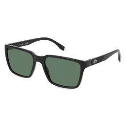 Lacoste L6011S | Unisex-Sonnenbrille | Fassung: Vollrand, Quadratisch, Kunststoff, Schwarz | Glasfarbe: Gr&uuml;n