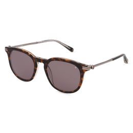 Scotch & Soda Scotch & Soda 8024 | Unisex-Sonnenbrille | Fassung: Vollrand, Rund, Acetat, Braun | Glasfarbe: Gr&uuml;n