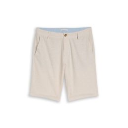 Tom Tailor Herren TTREGULAR Chino Shorts mit Leinenanteil, beige, Meliert, Gr. 30