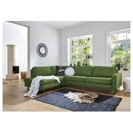 Ecksofa Home Affaire "Pinto, 290 cm, Cord, Chenille, Lederoptik, Ottomane links / rechts", gr&uuml;n, B:290cm H:85cm T:217cm, Luxus-Microfaser in Lederoptik (100% Polyester);Cord (92% Polyester, 8% Polyamide), Sofas, Ecksofa, mit Keder, schwarze Metallf&uuml;&szlig;e, Wellenunterfederung