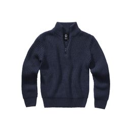 Rundhalspullover Brandit "Brandit Unisex Kids Marine Troyer Pullover", Herren, Gr. 122/128, navy, 100% Polyacryl, unifarben, normal, amerikanischer Ausschnitt, Pullover Rundhalspullover