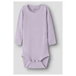 Langarmbody name it "NBFKAB LS BODY NOOS", Jungen, Gr. 56, N-Gr, lavender gray, Jersey, Obermaterial: 57% Baumwolle, 38% Modal, 5% Elasthan, unifarben, normal, Rundhals, Bodys