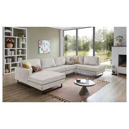 Wohnlandschaft Home Affaire "Pinto, 350 cm, U-Form, XXL, mit Ottomanen", beige (natural), B:350cm H:85cm T:206cm, 90% Polyester, 10% Nylon, Sofas, Wohnlandschaft, Cord, Chenille, Lederoptik, mit Keder, Metallf&uuml;&szlig;e, Wellenunterfederung