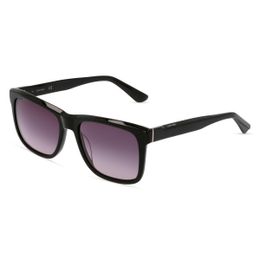 Calvin Klein CK22519S | Unisex-Sonnenbrille | Fassung: Vollrand, Quadratisch, Kunststoff, Schwarz Gl&auml;nzend | Glasfarbe: Grau Verlaufend