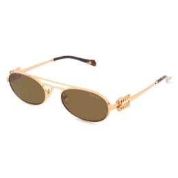 Miu Miu MU54ZS | Damen-Sonnenbrille | Fassung: Vollrand, Oval, Metall, Gold | Glasfarbe: Braun