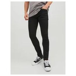 Jack & Jones Skinny-fit-Jeans JACK & JONES "JJILIAM Skinny Jeans mit Used-Waschung f&uuml;r schlanke Silhouette", Herren, Gr. 31, L&auml;nge 32, schwarz (schwarz denim), Denim/Jeans, Obermaterial: 57% Baumwolle, 22% Polyester, 20% Viskose, 1% Elasthan, Abriebeffekte, skinny fit lang, Jeans, Abriebeffekte, modisch, skinny fit, Baumwollmischung