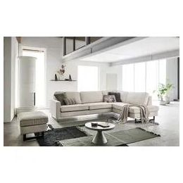 Ecksofa Home Affaire "Pinto, 290 cm, Cord, Chenille, Lederoptik, Ottomane links / rechts", beige (cream), B:290cm H:85cm T:217cm, 92% Polyester, 8% Nylon, Sofas, Ecksofa, mit Keder, schwarze Metallf&uuml;&szlig;e, Wellenunterfederung