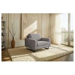 Loveseat Home Affaire "Pinto 105 cm, Cord, Chenille, Lederoptik", silber grau, B:105cm H:85cm T:97cm, 100% Polyester, Sessel, mit Keder, Metallf&uuml;&szlig;en und auch in Cord Bezug erh&auml;ltlich