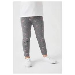 Leggings happy girls, M&auml;dchen, Gr. 98, N-Gr, grau (anthrazit), Jersey, Obermaterial: 60% Polyester, 35% Baumwolle, 5% Elasthan, bedruckt, slim fit kn&ouml;chellang, Hosen Leggings, im tollen Alloverprint, Basic-Form