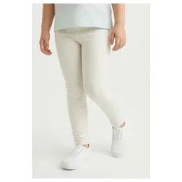 Leggings happy girls, M&auml;dchen, Gr. 98, N-Gr, beige (ecru), Jersey, Obermaterial: 95% Baumwolle, 5% Elasthan, unifarben, skinny fit kn&ouml;chellang, Hosen Leggings, in Basic-Form