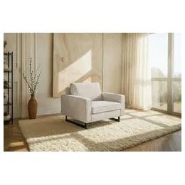 Loveseat Home Affaire "Pinto 105 cm, Cord, Chenille, Lederoptik", creme, B:105cm H:85cm T:97cm, 100% Polyester, Sessel, mit Keder, Metallf&uuml;&szlig;en und auch in Cord Bezug erh&auml;ltlich