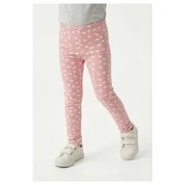 Sweatleggings happy girls, M&auml;dchen, Gr. 146, N-Gr, rosa (dusty rose), angeraute Sweatware, Obermaterial: 60% Polyester, 35% Baumwolle, 5% Elasthan, bedruckt, skinny fit kn&ouml;chellang, Hosen, im tollen Einhorn-Alloverprint
