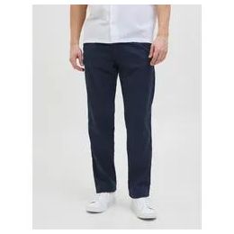Jack & Jones Stoffhose JACK & JONES "JPSTKANE HYBRID BONDI JOGGER SN", Damen, Gr. M, N-Gr, schwarz navy, Web, Obermaterial: 80% Baumwolle, 20% Leinen, relaxed fit kn&ouml;chellang, Hosen Stoffhose
