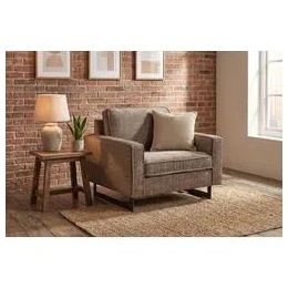 Loveseat Home Affaire "Pinto 105 cm, Cord, Chenille, Lederoptik", braun, B:105cm H:85cm T:97cm, 100% Polyester, Sessel, mit Keder, Metallf&uuml;&szlig;en und auch in Cord Bezug erh&auml;ltlich