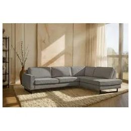 Ecksofa Home Affaire "Pinto, 290 cm, Cord, Chenille, Lederoptik, Ottomane links / rechts", silber grau, B:290cm H:85cm T:217cm, 100% Polyester, Sofas, Ecksofa, mit Keder, schwarze Metallf&uuml;&szlig;e, Wellenunterfederung