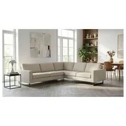 Ecksofa Home Affaire "Pinto, XXL, 250/290 cm, langer Schenkel, Ottomane", creme, B:290cm H:85cm T:250cm, 100% Polyester, Sofas, Ecksofa, Cord, Chenille, Lederoptik, mit Keder, Metallf&uuml;&szlig;e, Wellenunterfederung