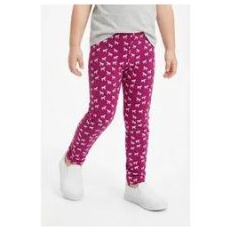 Sweatleggings happy girls, M&auml;dchen, Gr. 92, N-Gr, lila (berry), angeraute Sweatware, Obermaterial: 60% Polyester, 35% Baumwolle, 5% Elasthan, bedruckt, skinny fit kn&ouml;chellang, Hosen, im tollen Einhorn-Alloverprint