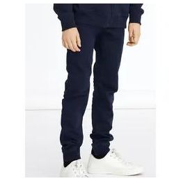 Jogginghose name it "NKMSWEAT f&uuml;r Jungen mit verstellbarem Bund und Kordelzug", M&auml;dchen, Gr. 152, N-Gr, blau (schwarz sapphire), Sweatware, Obermaterial: 80% Baumwolle, 20% Polyester, unifarben, regular fit kn&ouml;chellang, Hosen Jogginghose, unifarben, casual, regular fit, Baumwollmix, Rundhals
