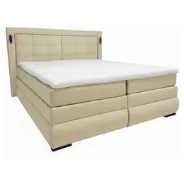 Boxspringbett OTTO HOME "MIVVA inkl. Bettkasten & Topper, Komfortliegeh&ouml;he: 67 cm", beige, B:204cm L:215cm, Holz teilmassiv, Holzwerkstoff, Spanplatte, Komplettbetten, Boxspringbett, in H3, H4 oder Hmix H3/H4, wahlweise mit oder ohne LED-Leuchten