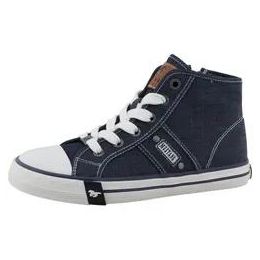 Sneaker Mustang SHOES "Gaspare", M&auml;dchen, Gr. 36, navy, Baumwolle, Schuhe Sneaker, Freizeitschuh, Schn&uuml;rboots, High Top-Sneaker mit Nieten