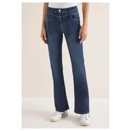 Slim-fit-Jeans Cecil, Damen, Gr. 34, L&auml;nge 32, dunkelblau wash, Jeans, 67% Baumwolle, 31% Polyester, 2% Elasthan, unifarben, kn&ouml;chellang, Jeans Slim-fit-Jeans, High Waist