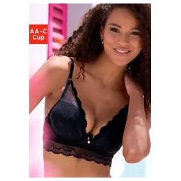 Push-up-BH Lascana, Damen, Gr. 70, Cup C, schwarz, Spitze, Obermaterial: 90% Polyamid, 10% Elasthan, BHs Push-up-BH, im High-Apex-Design, aus Spitze, sexy Dessous