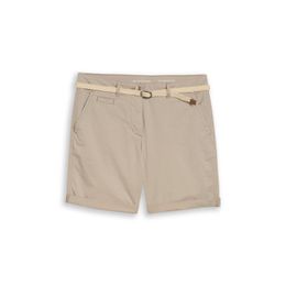 Tom Tailor Damen Chino Bermuda Shorts mit G&uuml;rtel, grau, Uni, Gr. 36