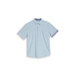 Tom Tailor Herren Regular Fit Kurzarmhemd aus Baumwolle, blau, Gepunktet, Gr. M