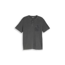Tom Tailor Herren Henley T-Shirt mit Brusttasche, schwarz, Uni, Gr. L
