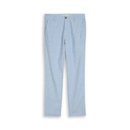 Tom Tailor Herren TTREGULAR Chino Hose mit Leinenanteil, blau, Meliert, Gr. 32/32
