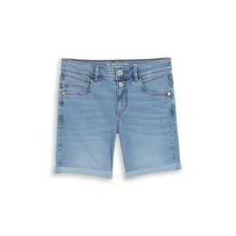 Tom Tailor Damen TTLENE SLIM Bermuda Jeans Shorts mit hohem Stretch, blau, Uni, Gr. 33